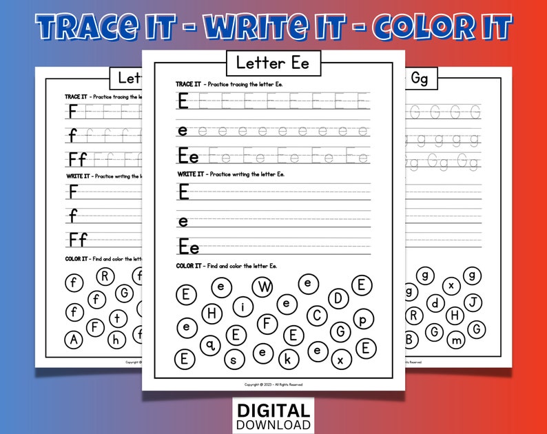 Learn, Trace, Write & Color Alphabet Worksheet for ABC Letter ...