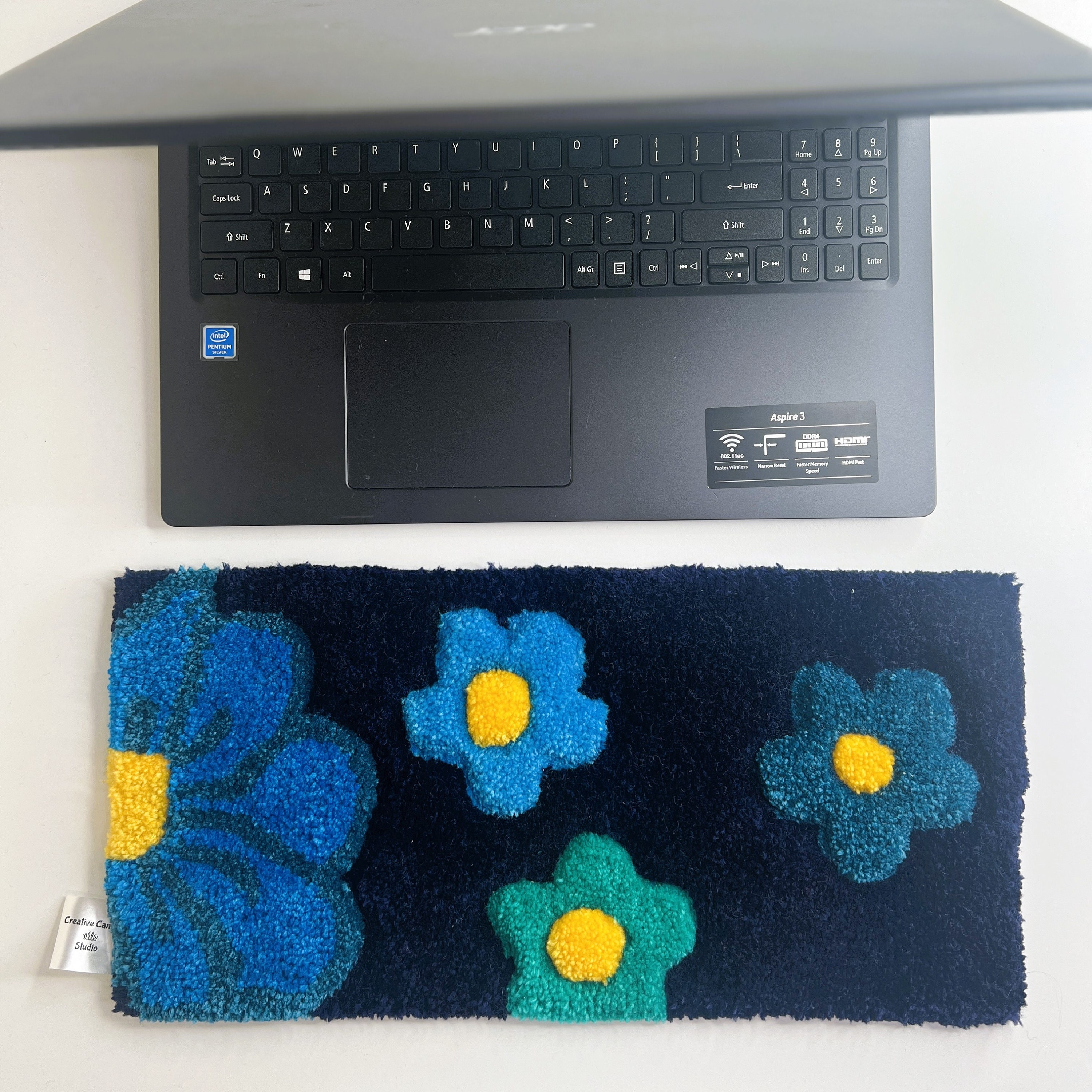 Handmade Keyboard Rug, Tufted Floral Desk Decor, Keyboard Accessories ...