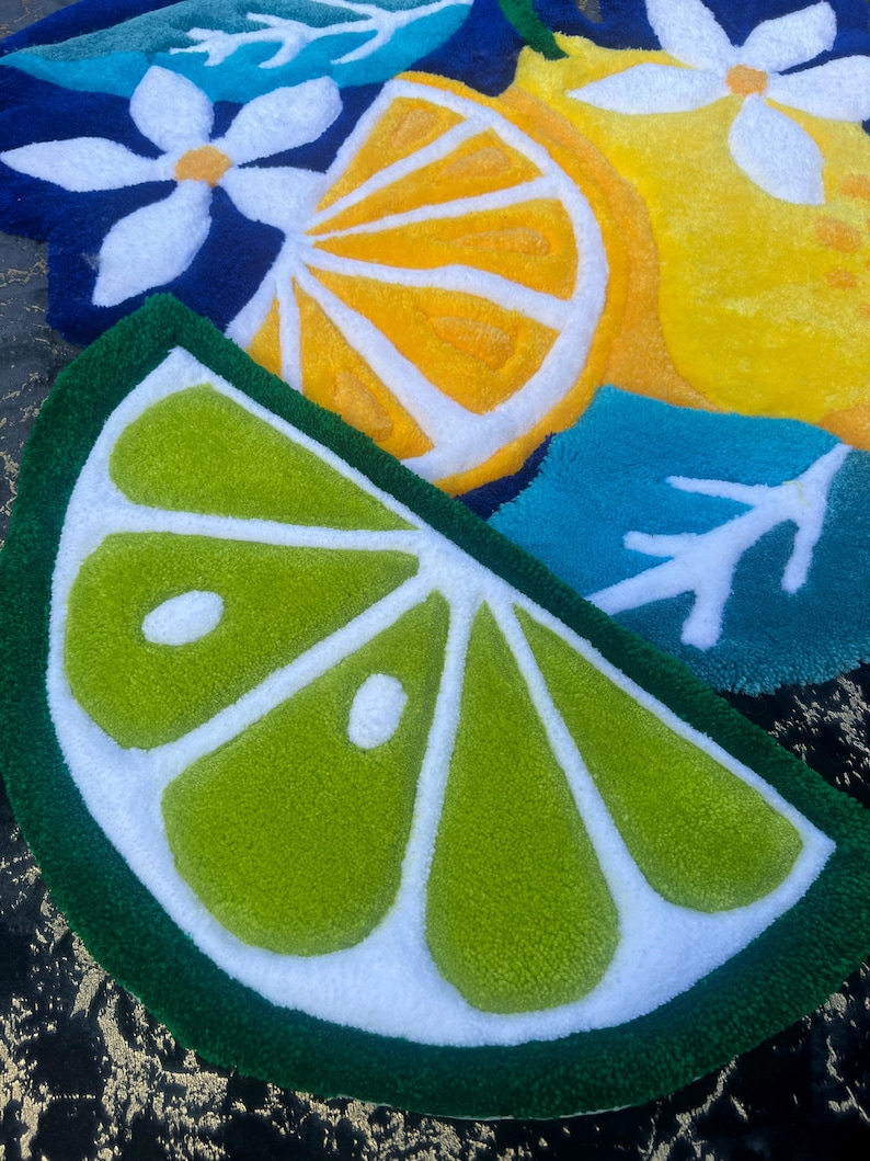 Lime Tuft Rug, Handmade Rug, Fruit Rug, Cute Accent Handmade Rug ...