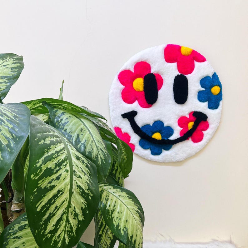 Retro Smiley Face Tuft Rug, Smiley Face 3D Custom Rug, Personalized ...