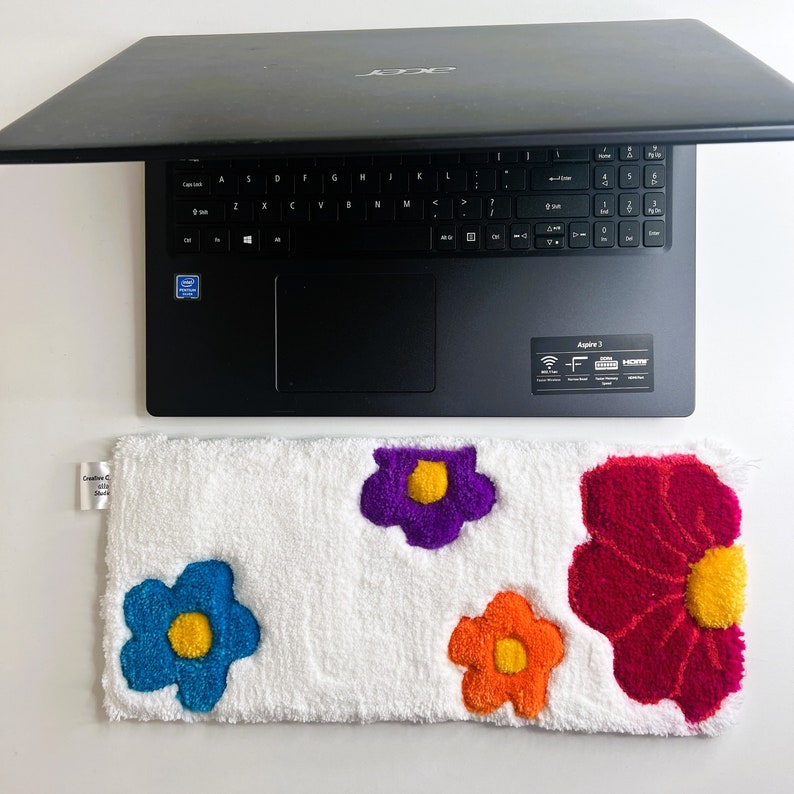 Handmade Keyboard Rug, Tufted Floral Desk Decor, Keyboard Accessories ...