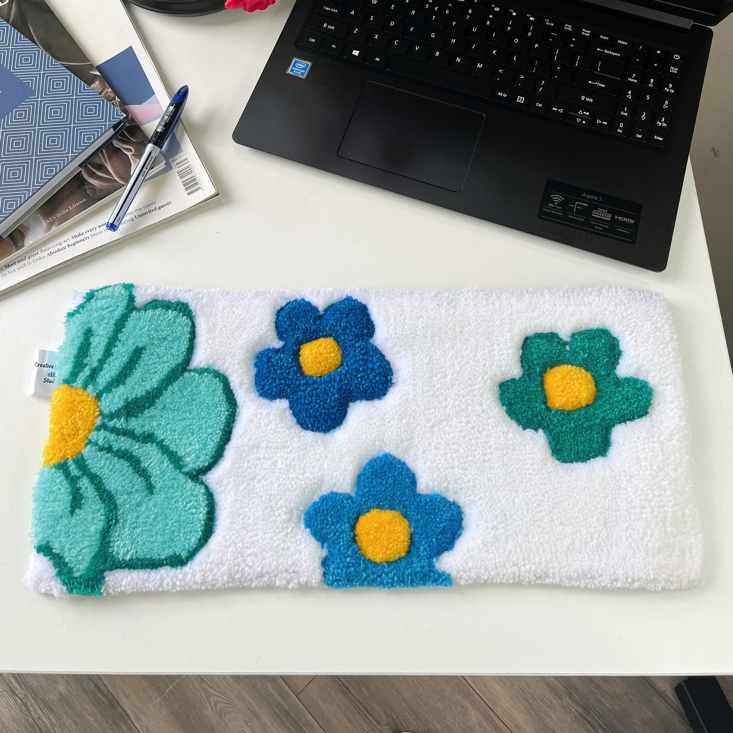 Handmade Keyboard Rug, Tufted Floral Desk Decor, Keyboard Accessories ...