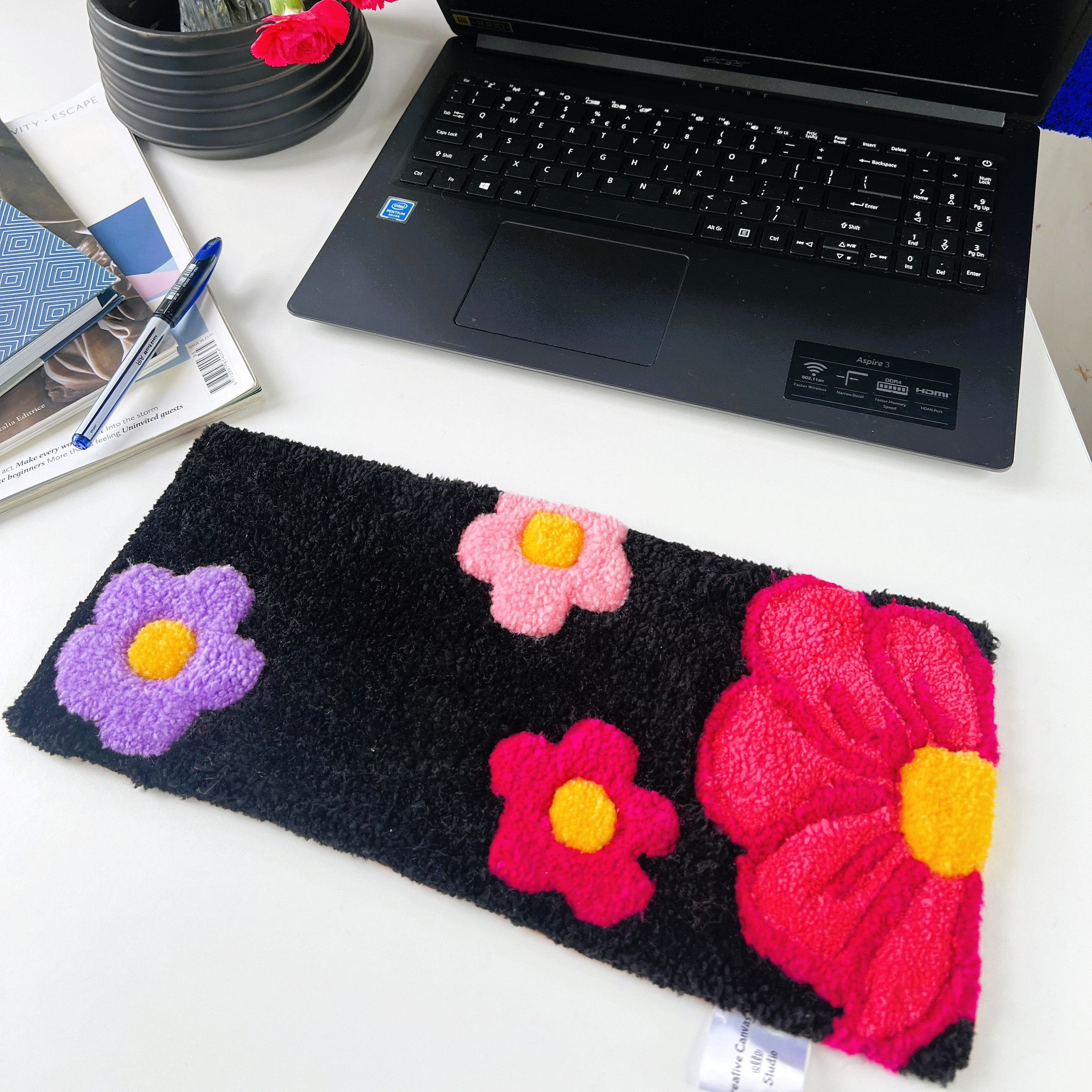 Handmade Keyboard Rug, Tufted Floral Desk Decor, Keyboard Accessories ...