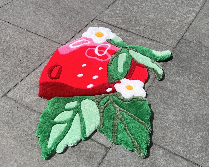 Hand Tufted Rug, Aesthetic Hand Tufted Rug, Strawberry Carpet ...