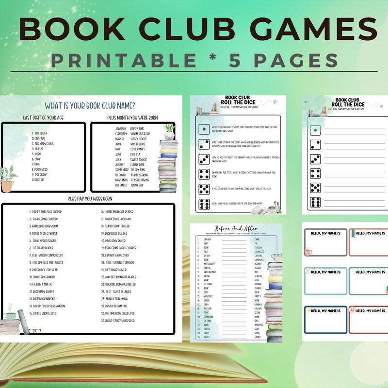 Book Club Games - Etsy