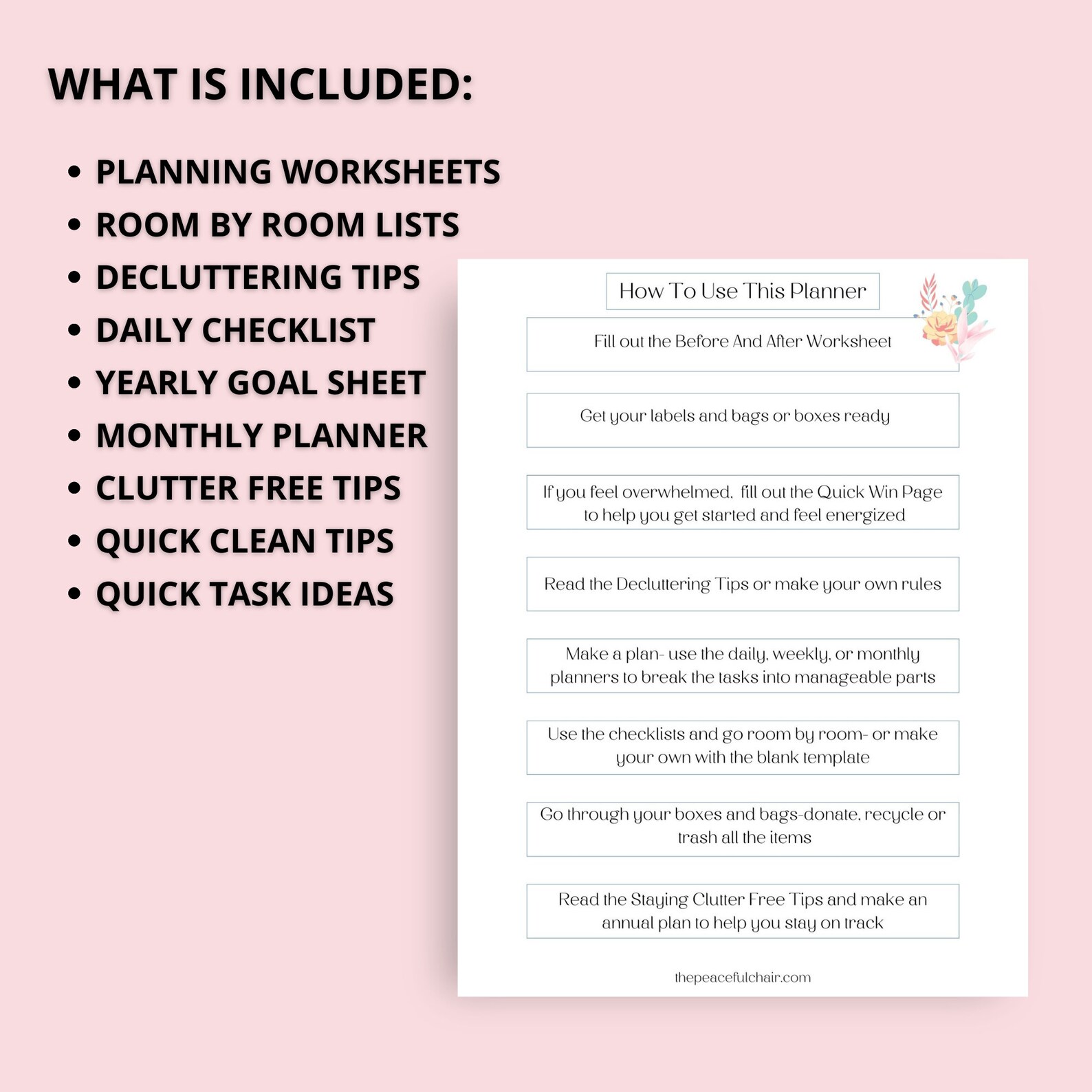Decluttering Planner, Decluttering Plan, Housecleaning Checklists, Decluttering Workbook, Home ...