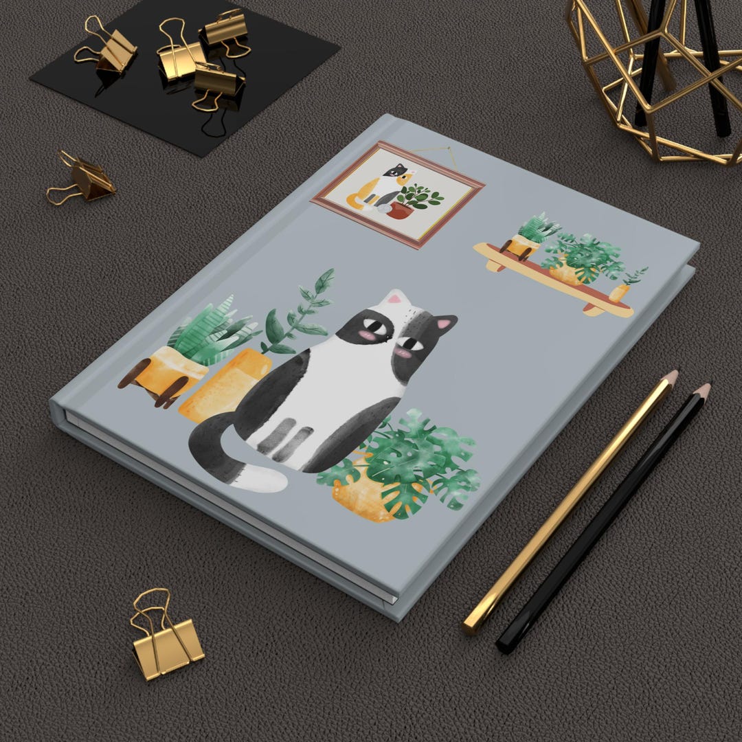 Cat Notebook for Women, Cat and Plant Notebook, Gift for Cat Lovers ...