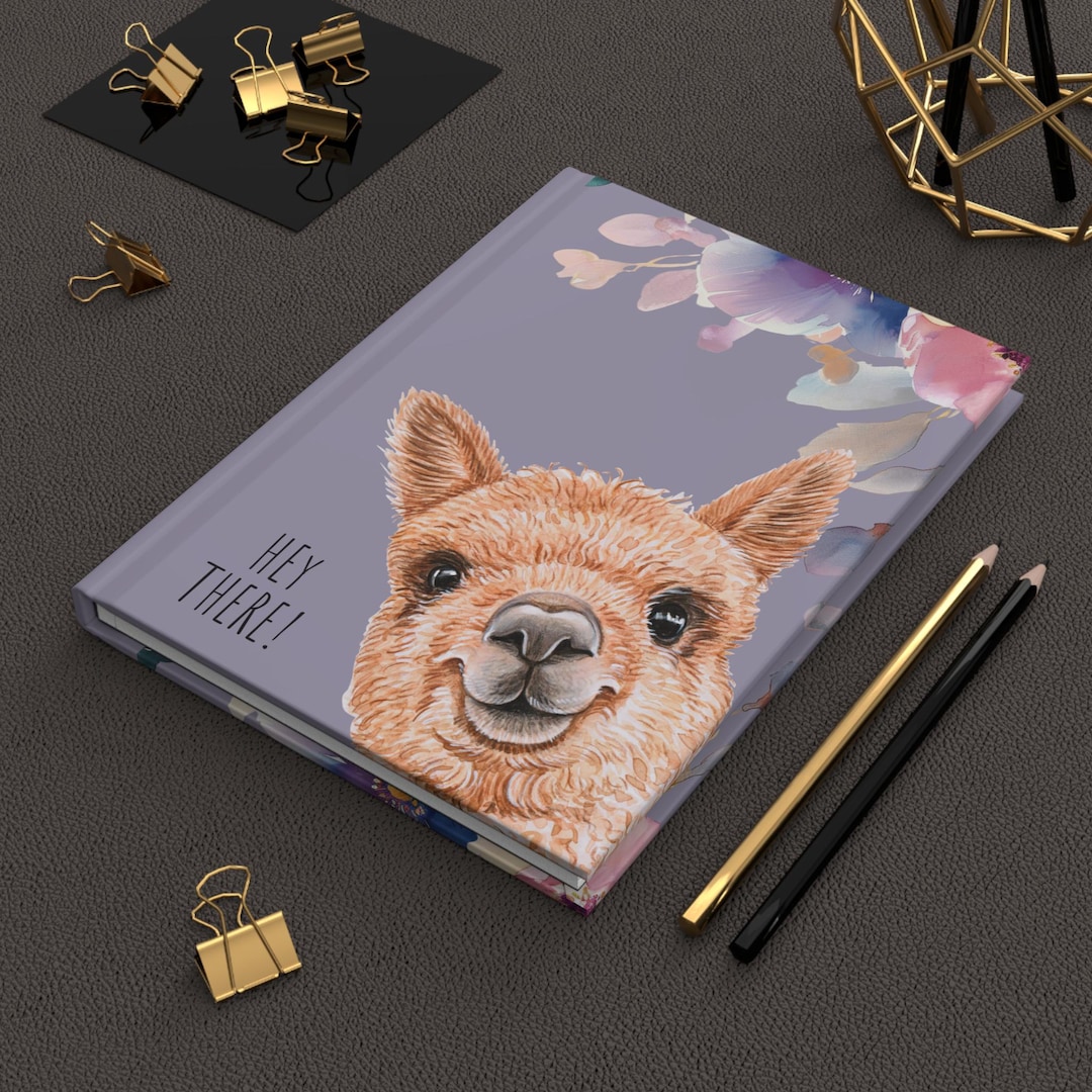 Gift for Llama Lover, Llama Notebook, Animal Lover Notebook, Floral ...