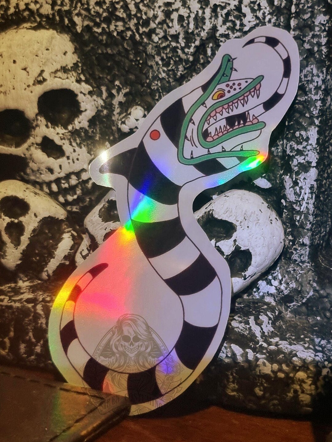 Beetlejuice Sandworm - Holographic Sticker - Etsy