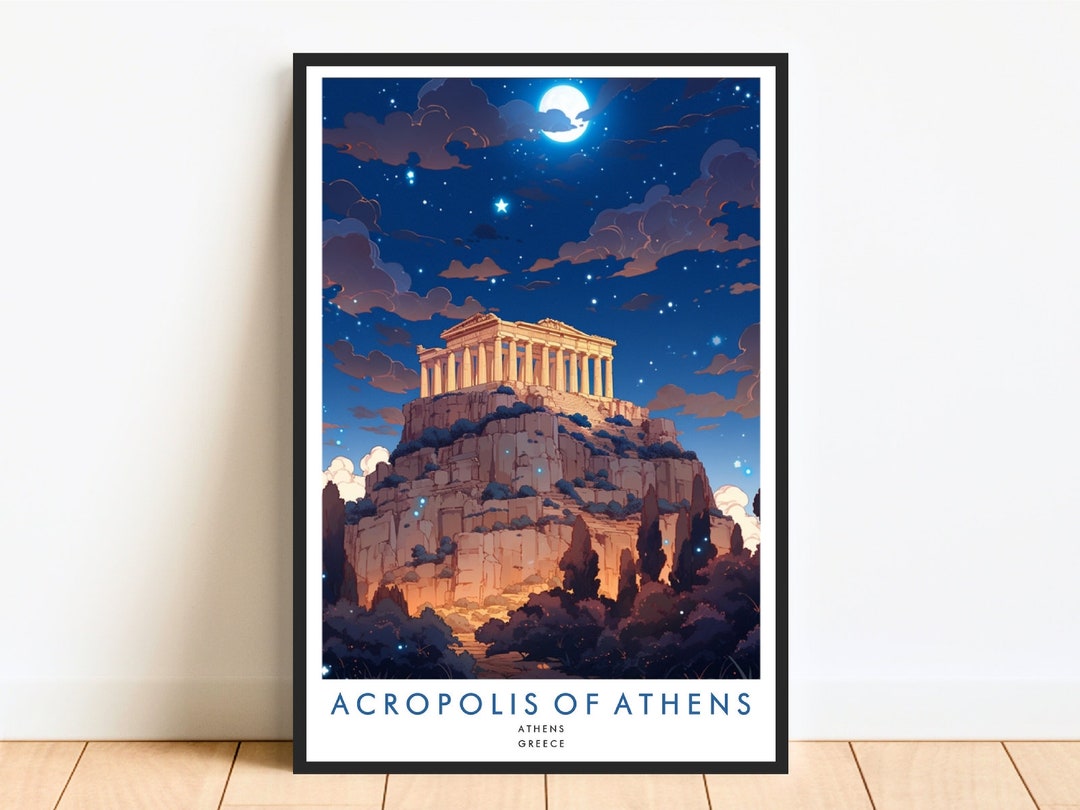 Acropolis of Athens Greece Travel Print, Studio Ghibli Poster, DIGITAL ...