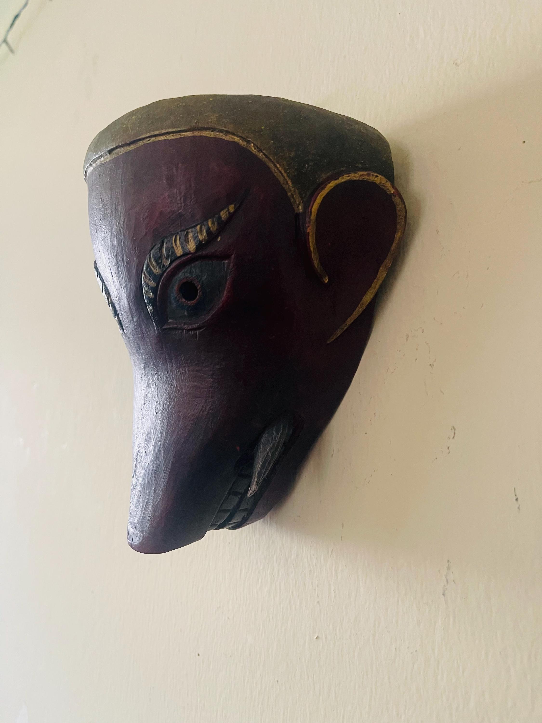 7"/7" Animal, Handmade Wooden Mask, Wall Hanging, Made by Poplar Wood ...