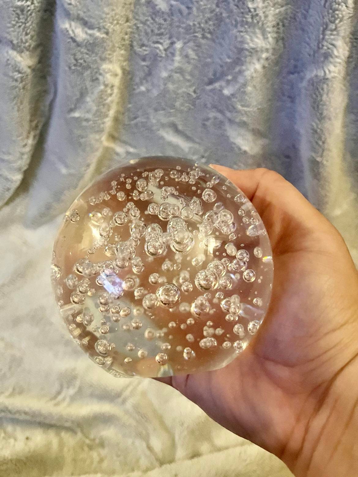 MCM Vintage Clear Murano Glass Ball With Bubbles Paperweight Globe ...