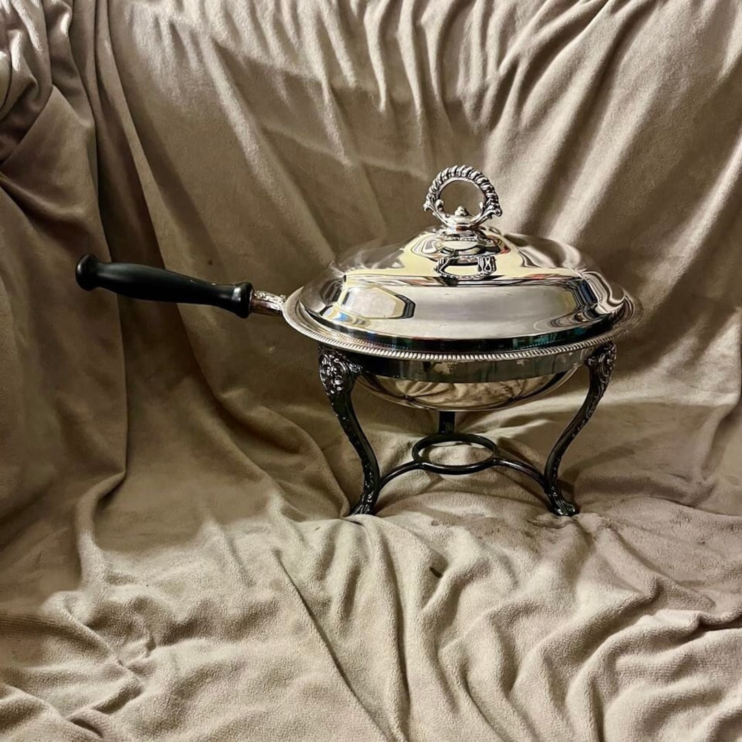 Vintage Silver Plate Chafing Dish With Stand and Oil Burner, Dish With ...
