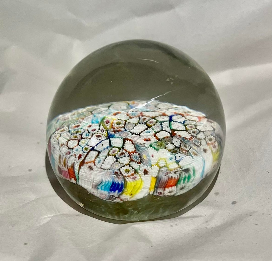 Vintage Murano Glass Paperweight - Millefiori - Italy - 2 3/4" in ...