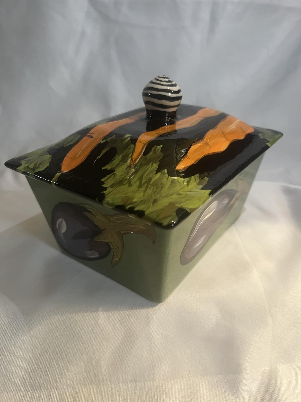 Vintage Droll Designs Dish With Lid Eggplant and Carrots Collectable ...