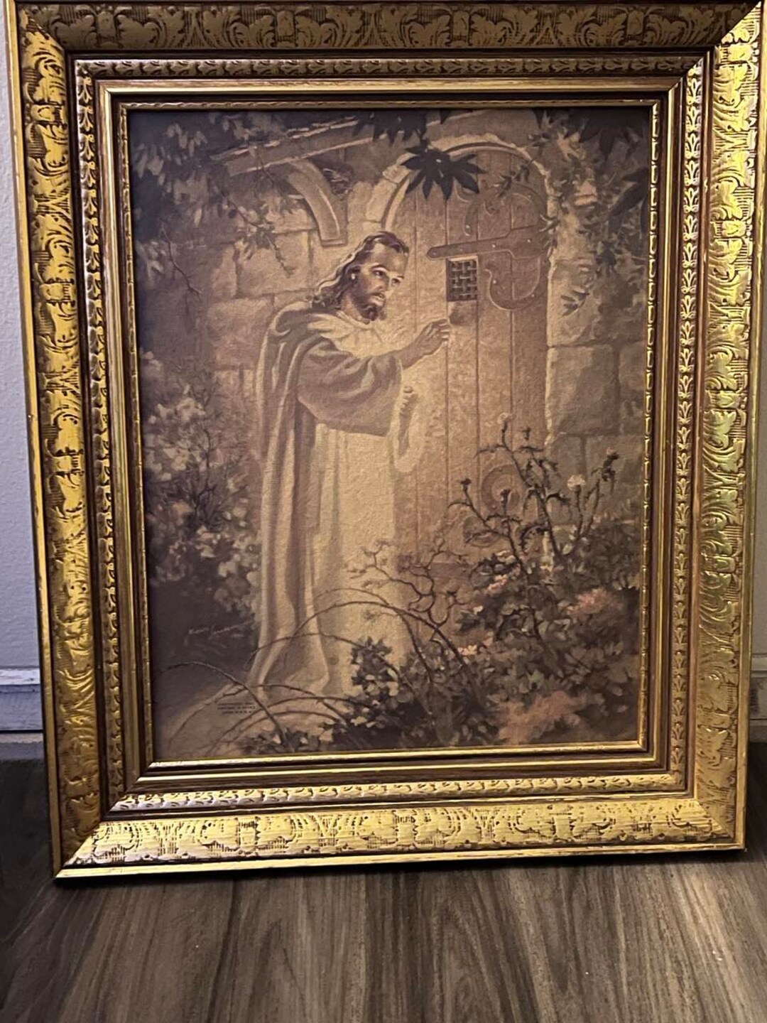 RARE Vintage Christ at Hearts Door Lithograph on Board by - Etsy