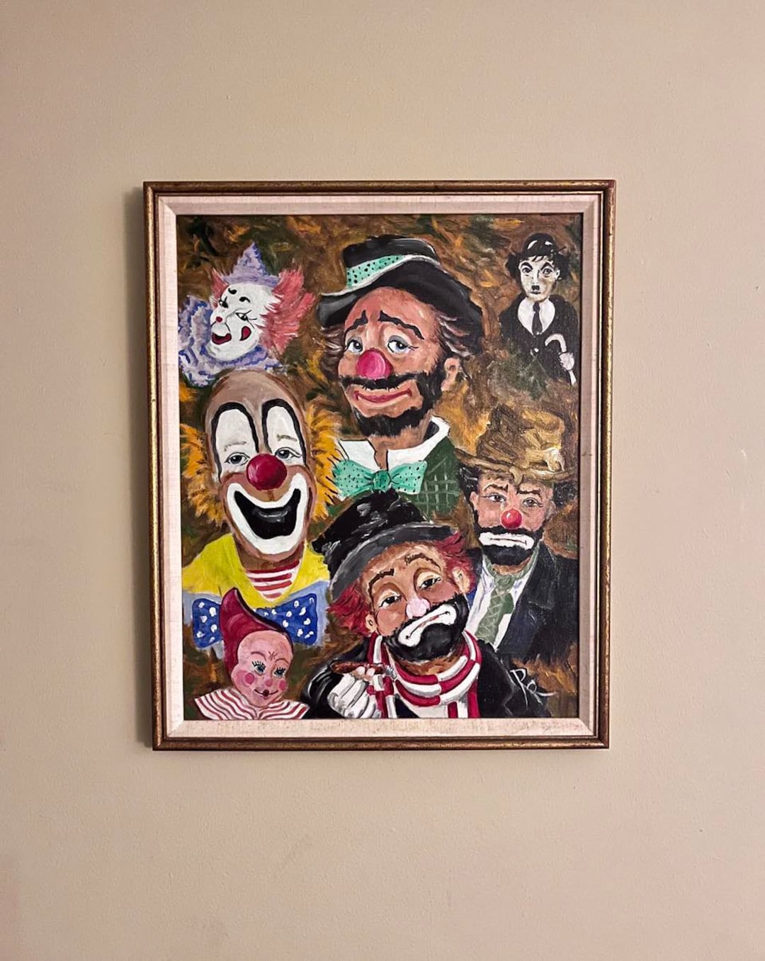 Vintage Clown Painting Oil on Canvas Original Painting Classic Clowns ...