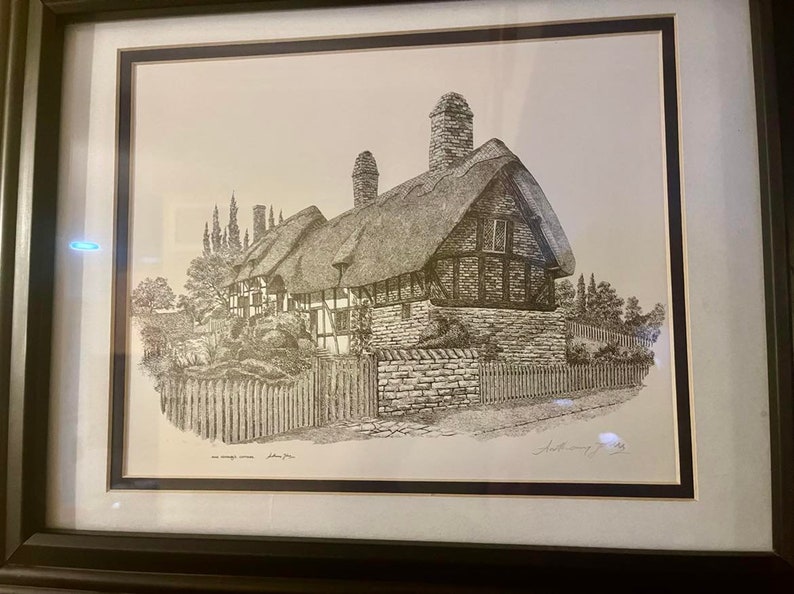 ANNE HATHAWAYS GARDEN Artist Anthony John Signed Lithograph Vintage ...