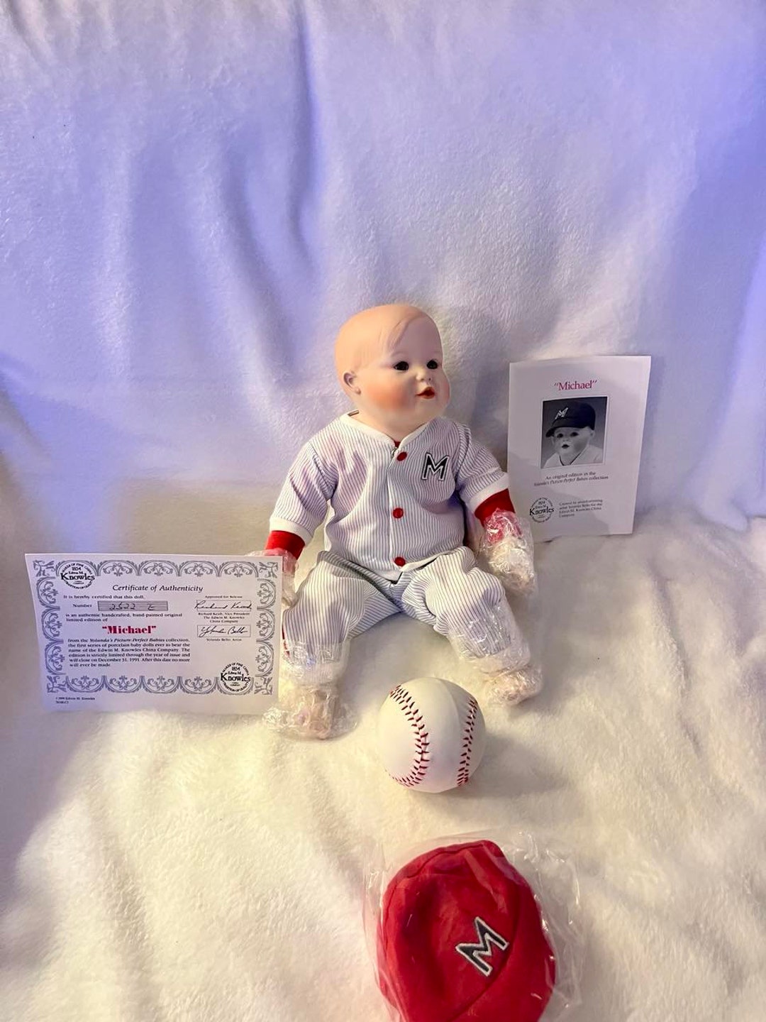 Vintage 1990 Yolanda Bello Signed Michael Baseball Boy 11" Porcelain ...