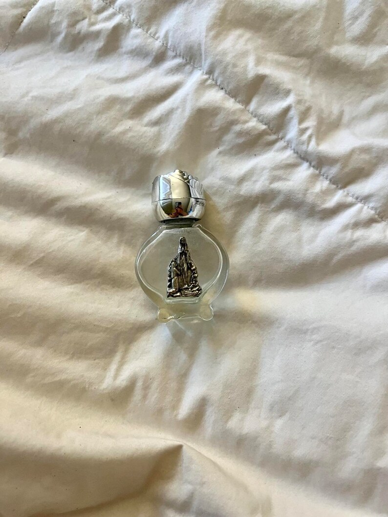 Vintage French Lourdes Holy Water Bottle With Silver Virgin Mary - Etsy