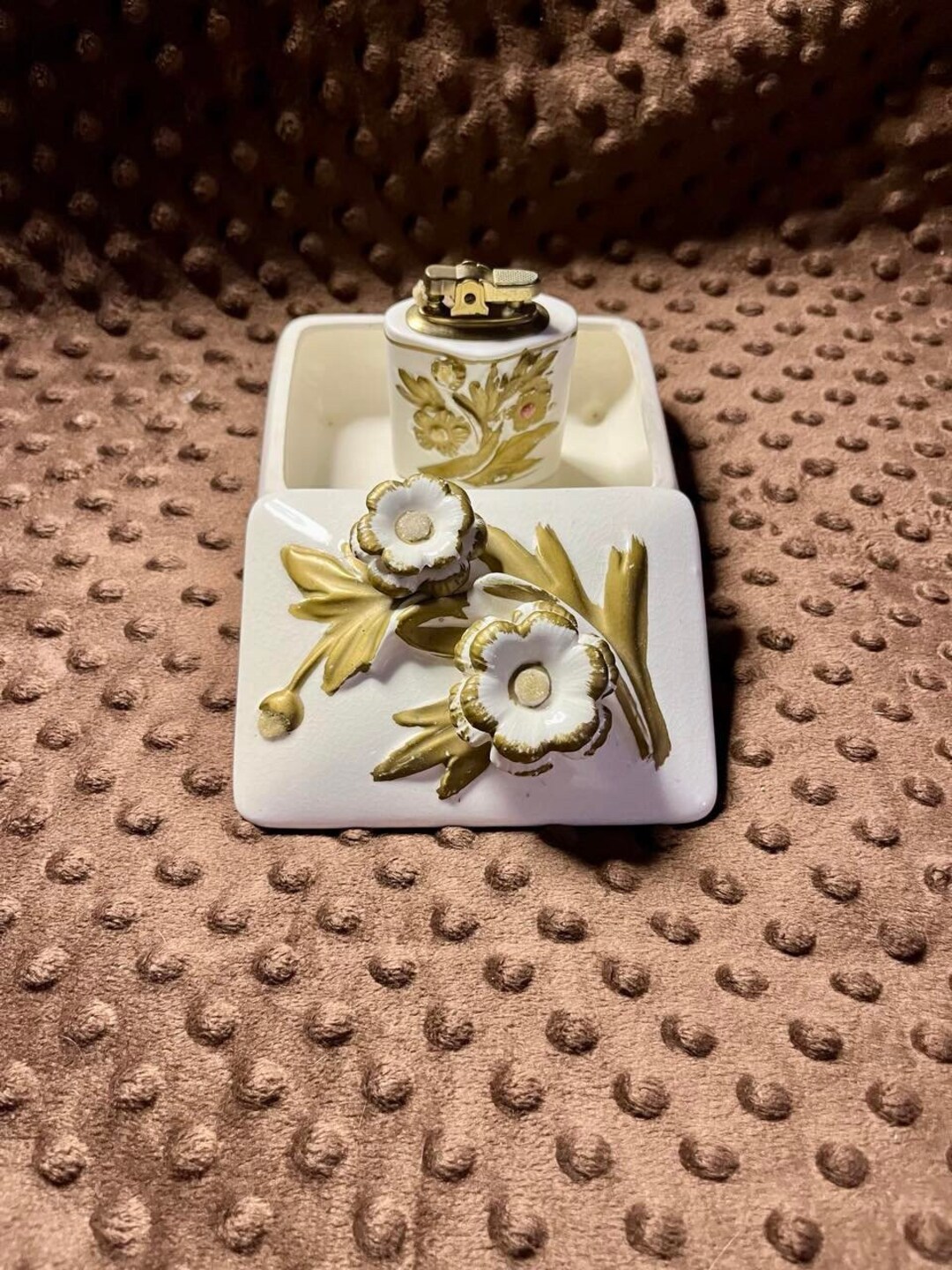 Vintage MCM Porcelain Cigarette Box With Matching Porcelain Lighter ...