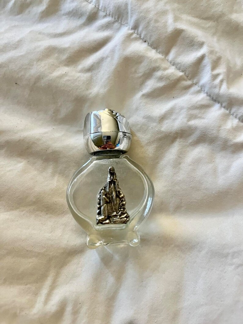 Vintage French Lourdes Holy Water Bottle With Silver Virgin Mary - Etsy