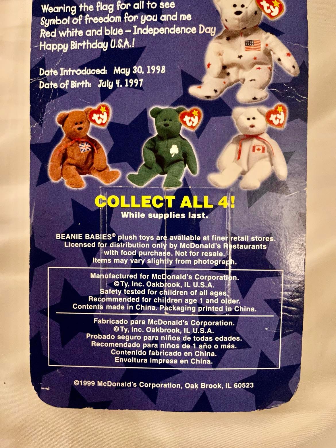 Vintage Ty Mcdonalds Teenie Beanie Baby Glory the Bear - Etsy