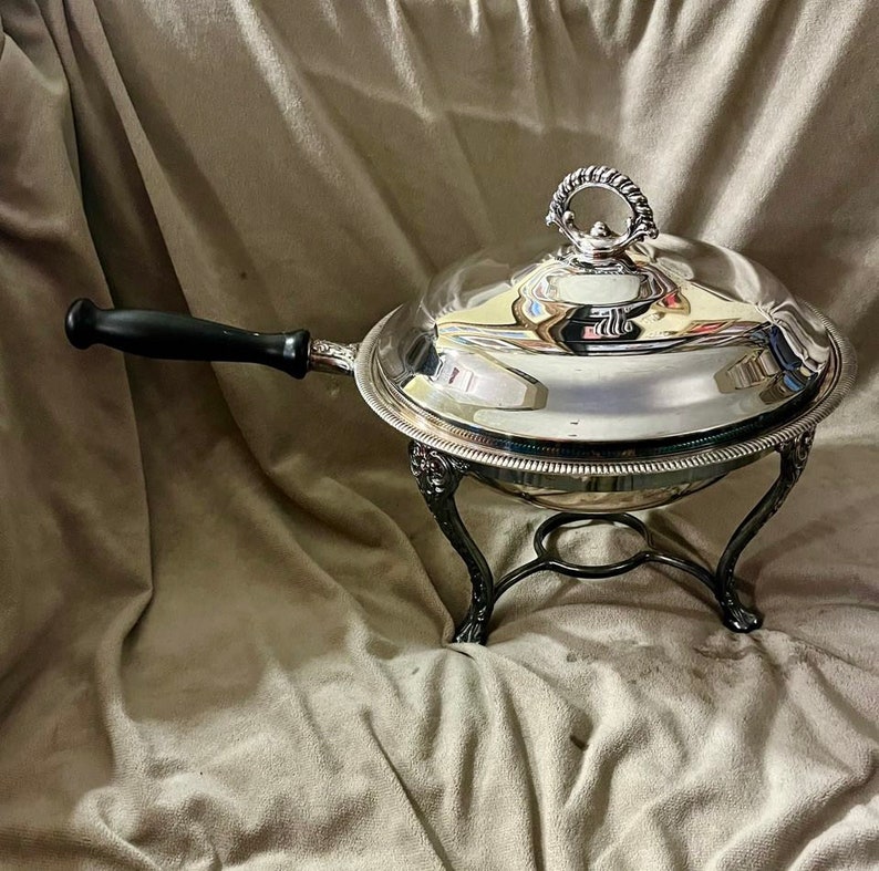 Vintage Silver Plate Chafing Dish, International Silver Co., Wood ...