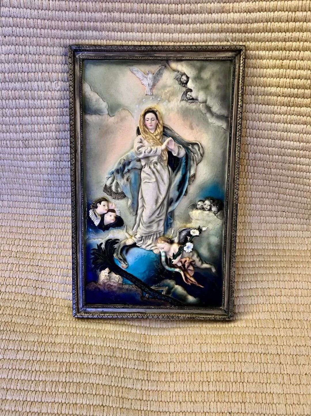 Vintage Reproduction Print of Immaculate Conception Full 3D Ceramic ...