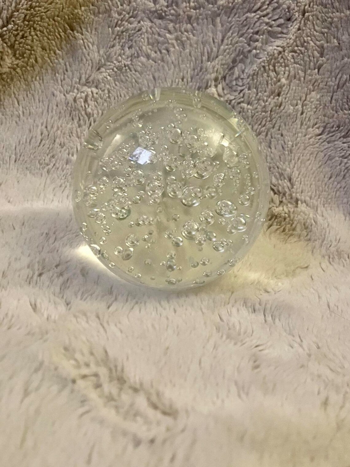 MCM Vintage Clear Murano Glass Ball With Bubbles Paperweight Globe ...