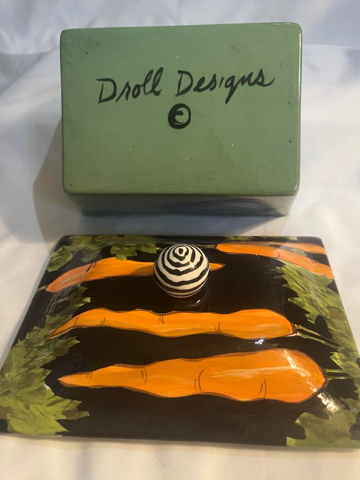 Vintage Droll Designs Dish With Lid Eggplant and Carrots Collectable ...