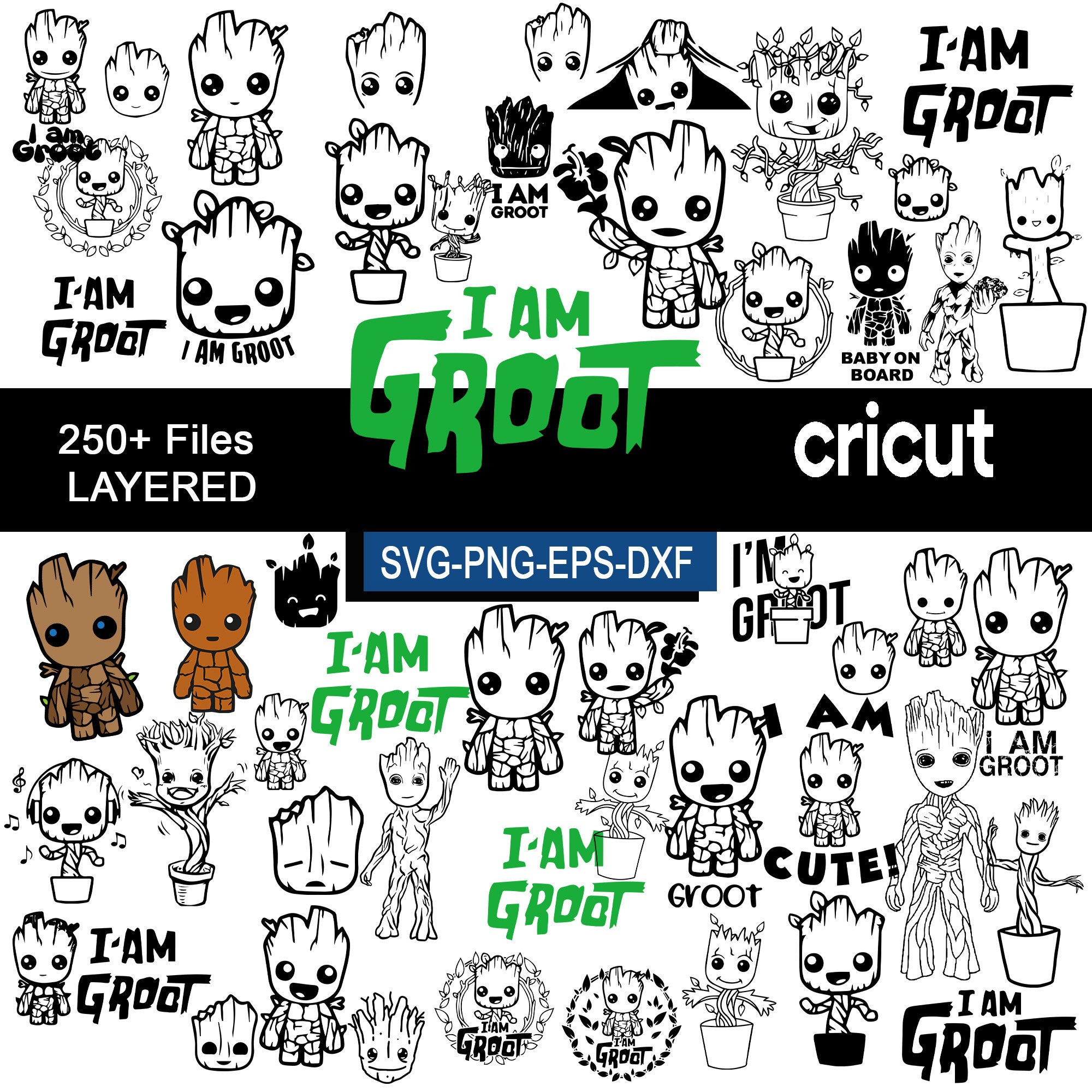Bundle SVG Groot, bébé Groot SVG, autocollant Groot, bébé Groot SVG pour Cricut, téléchargement ...