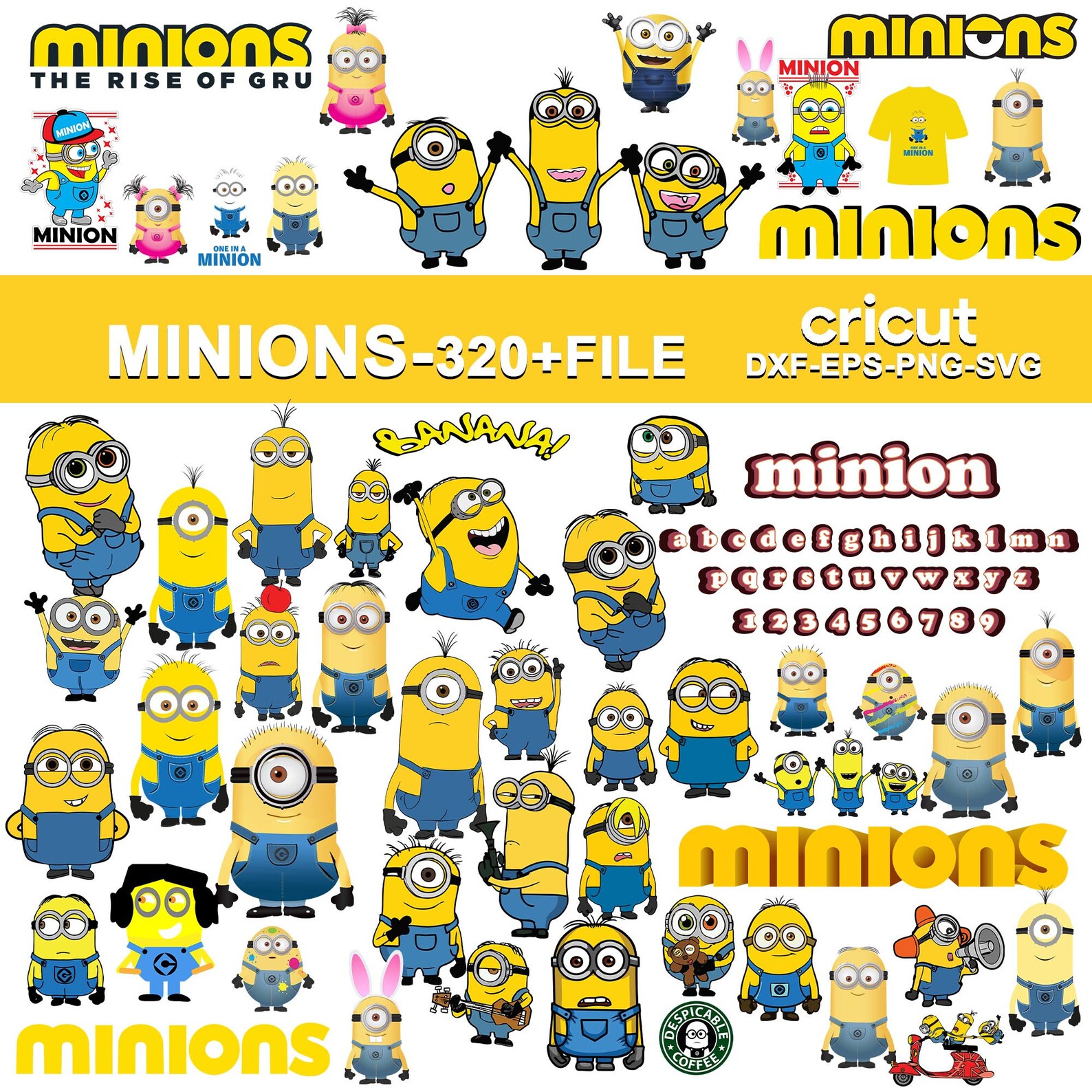 Minions Svg Bundle, Minions Faces SVG Vector Bundle, Minions PNG ...