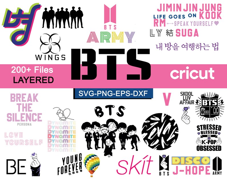 BTS Svg Bundle BTS Files for Cricut Bts Clipart Stray Kids - Etsy
