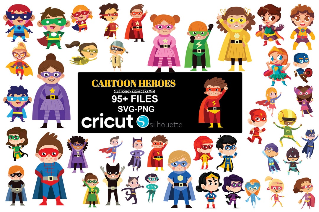 Cartoon Heroes SVG Bundle Cartoon Heroes Clipart Cartoon - Etsy