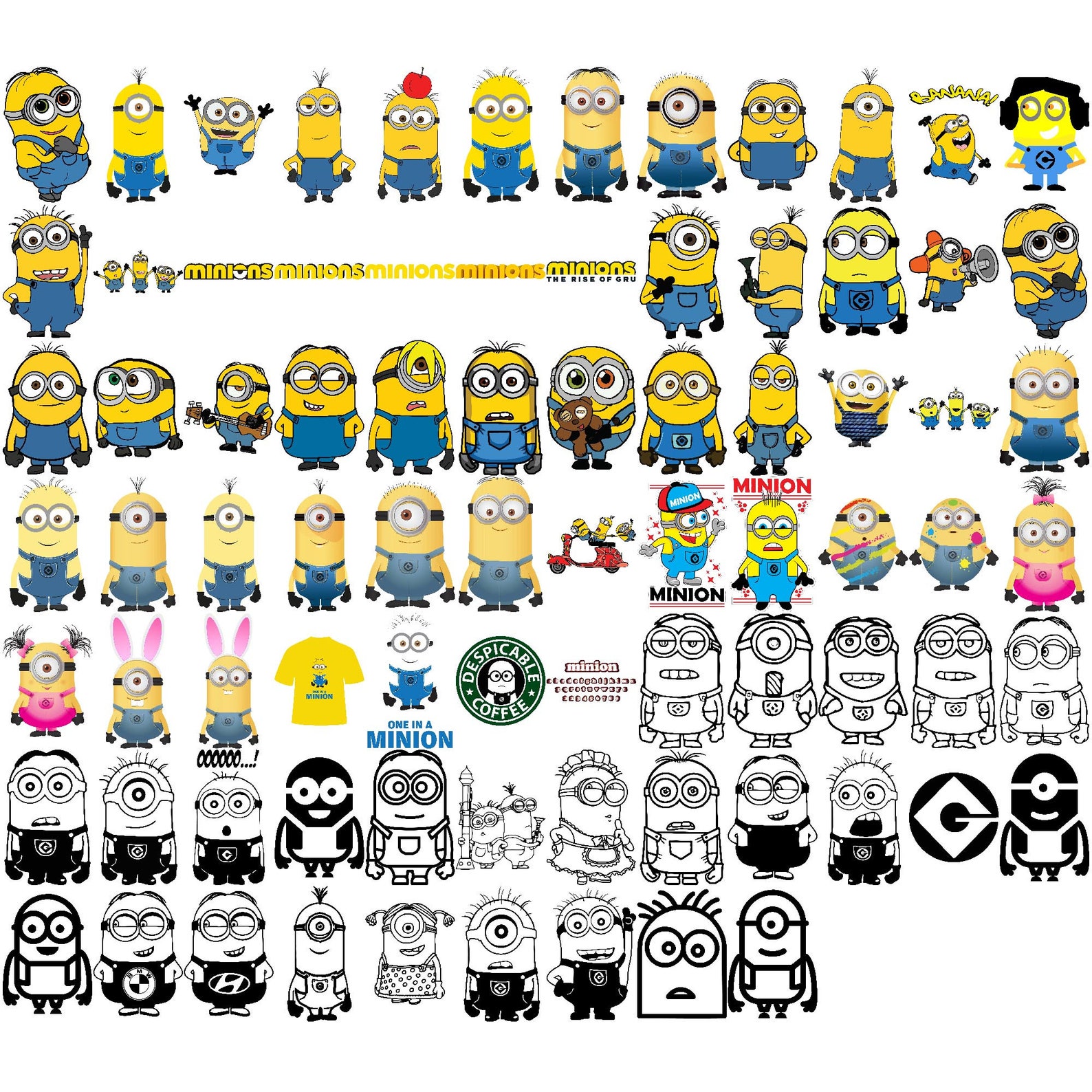Minions Svg Bundle, Minions Faces SVG Vector Bundle, Minions PNG ...