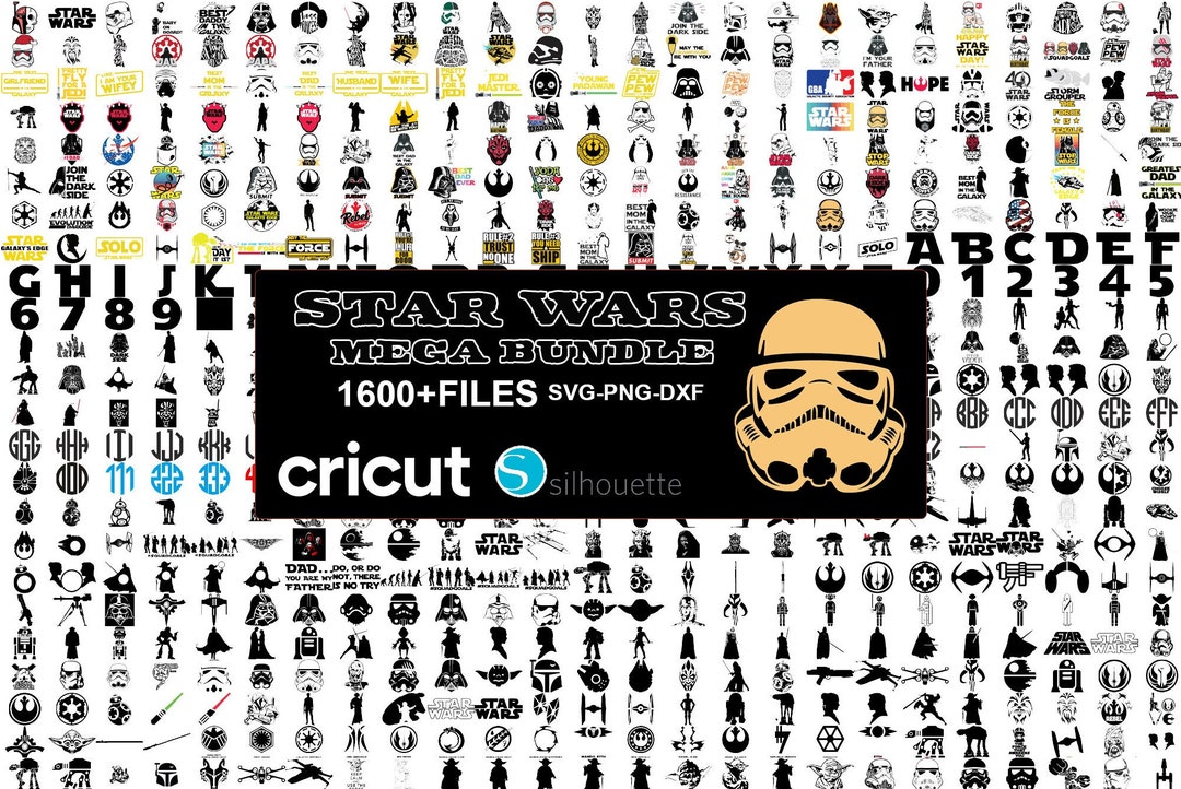 1600+ Star Wars Files, Star Wars SVG Bundle, Star Wars Font, Darth ...