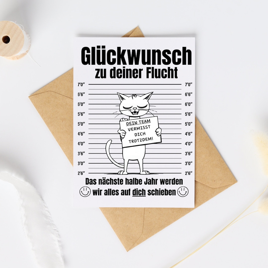 Abschiedskarte Kollege | Glückwunsch zu Deiner Flucht ...