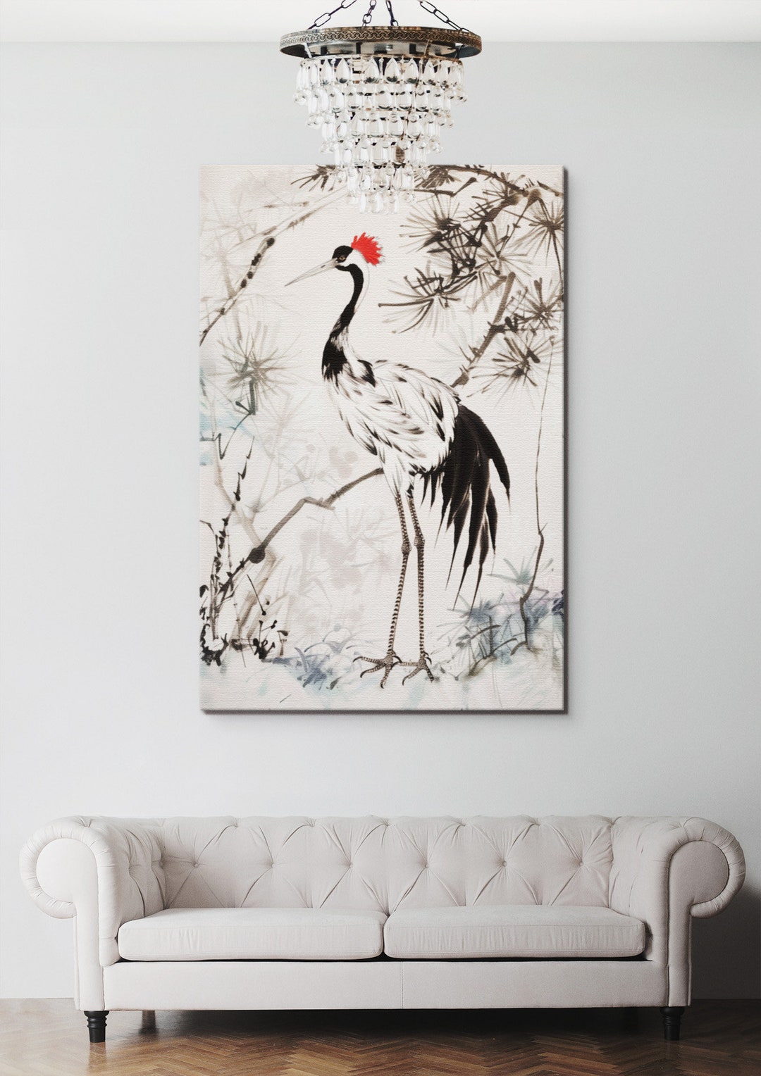 Kano Motonobu Style Crane Traditional Vintage Japanese Wall Art ...