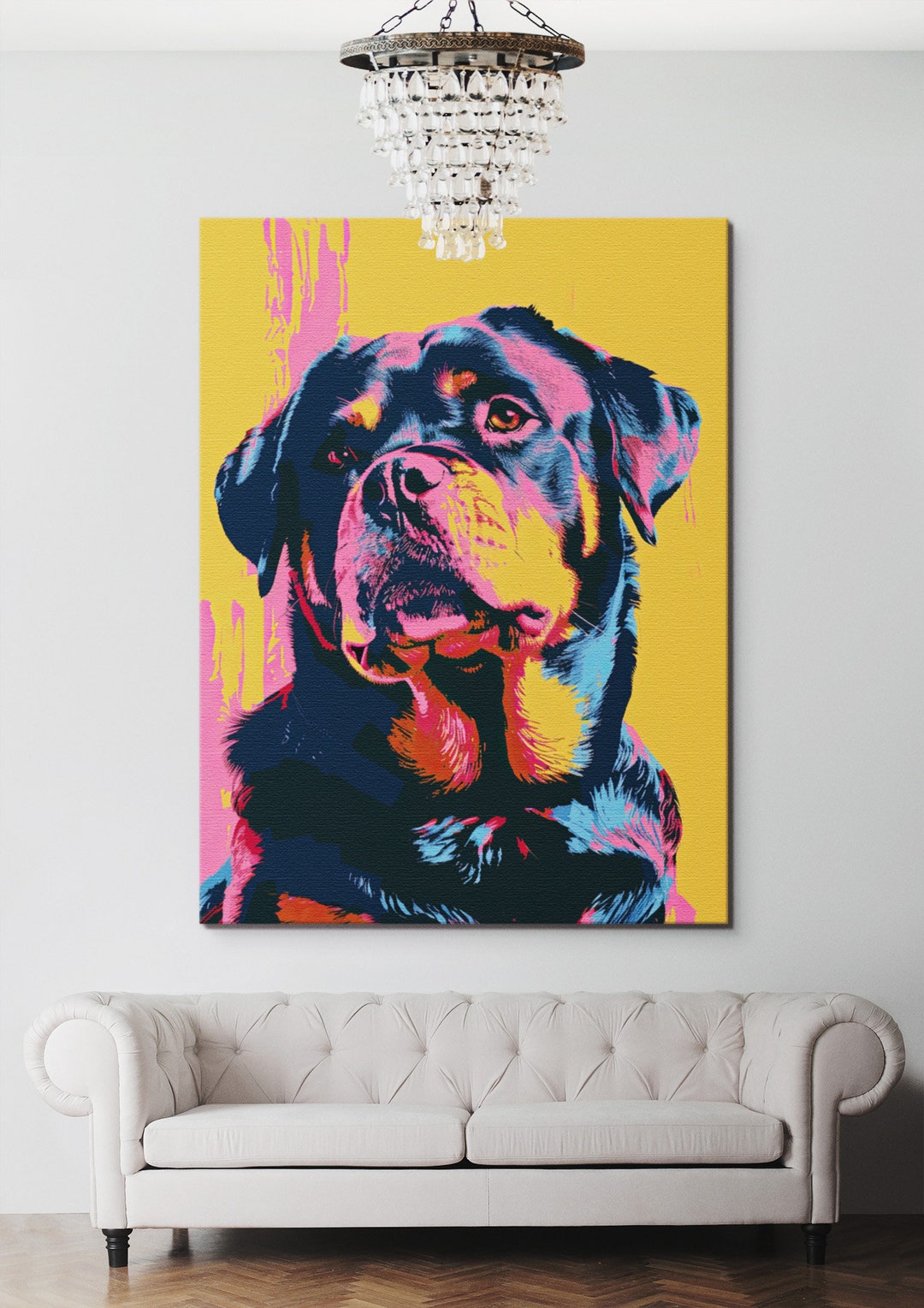 Modern Andy Warhol Style Rottweiler Dog Portrait Rolled Canvas ...