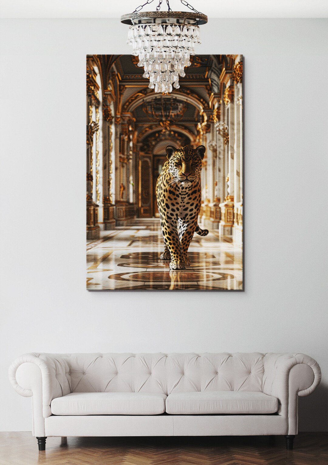Leopard in A Palace Wall Art Canvas Print, Regal Leopard Setting Ideal ...