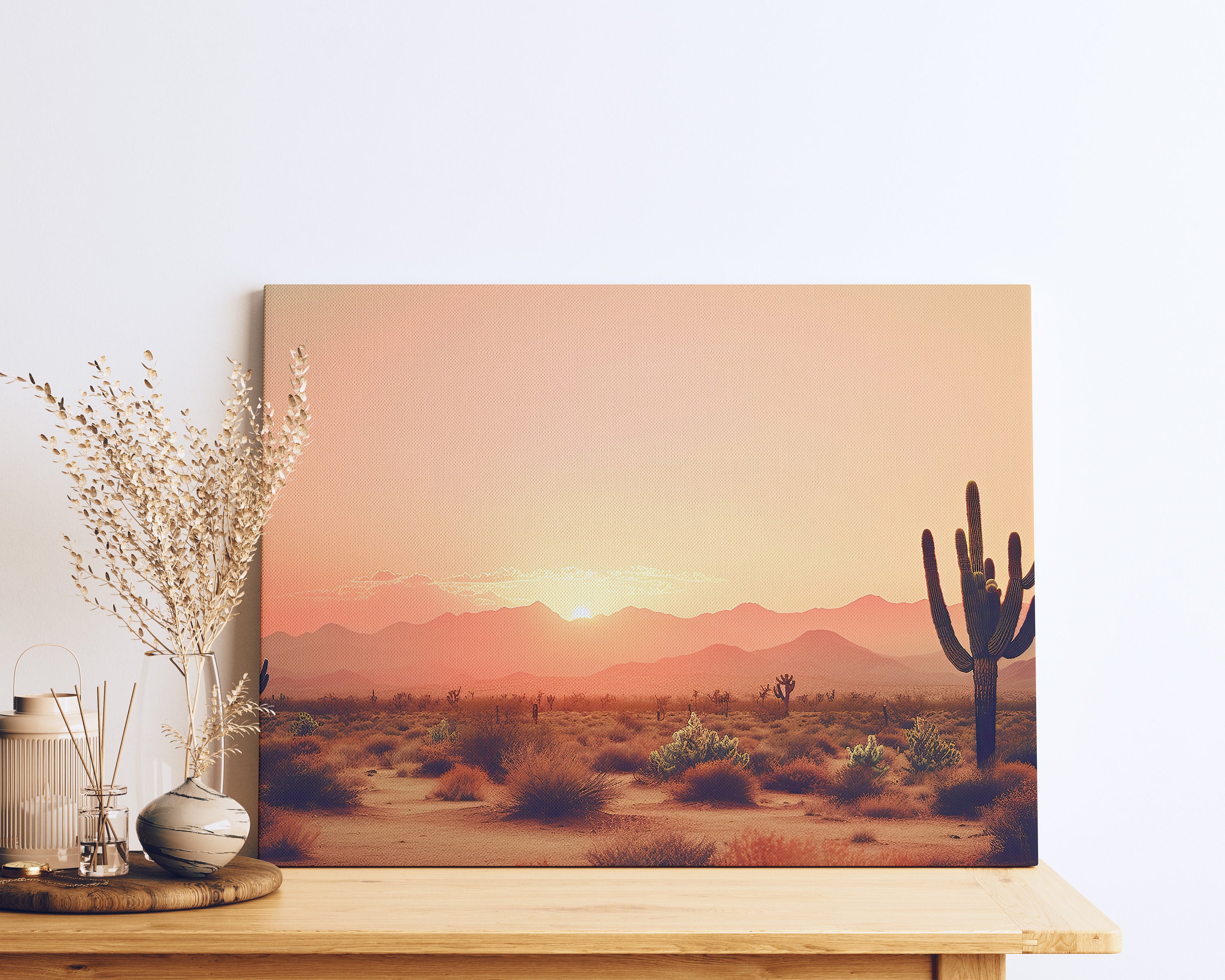 Desert Cactus Sunset Landscape Canvas Desert Canvas Wall Art Artful ...