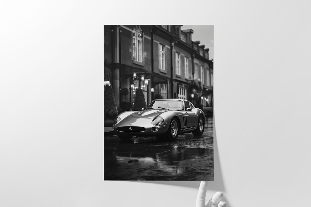 1962 Ferrari GTO Black & White Car Poster Print Ferrari Poster Exotic ...