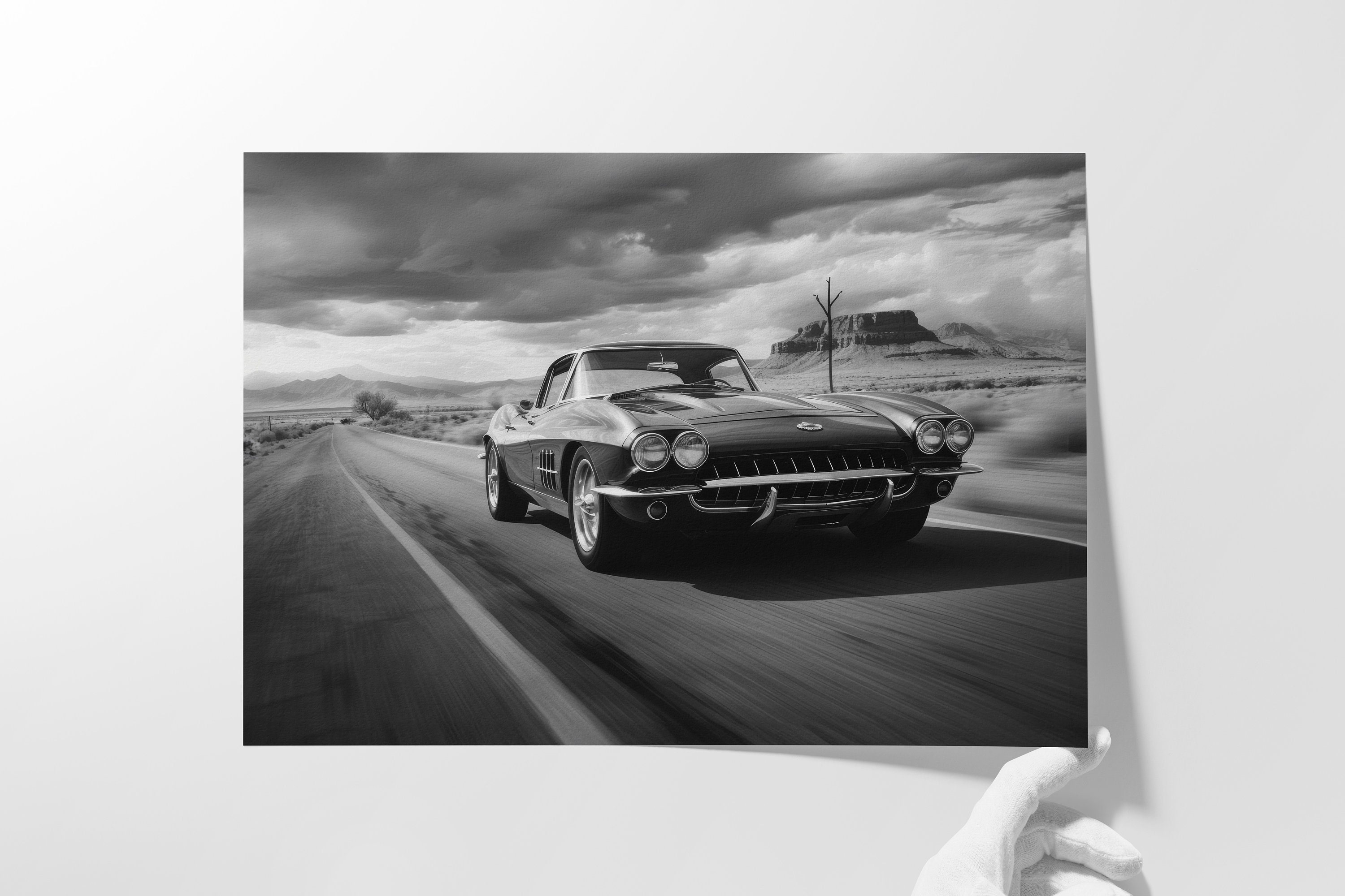 1963 Chevrolet Corvette C2 B&W Car Poster, Gifted Poster Prints Perfect ...