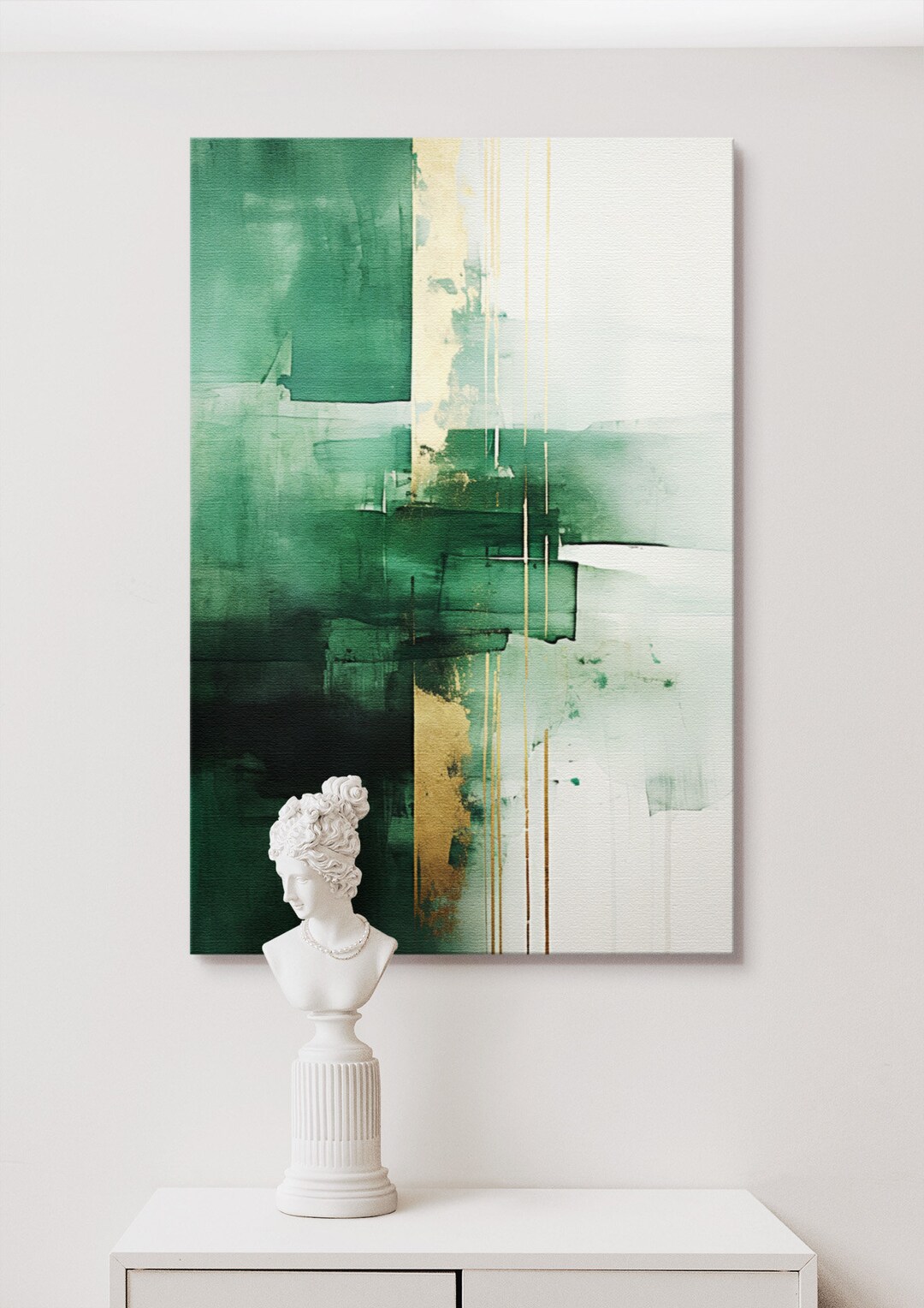 Modern Abstract Green Wall Art Canvas Gold & Green Home Decor ...