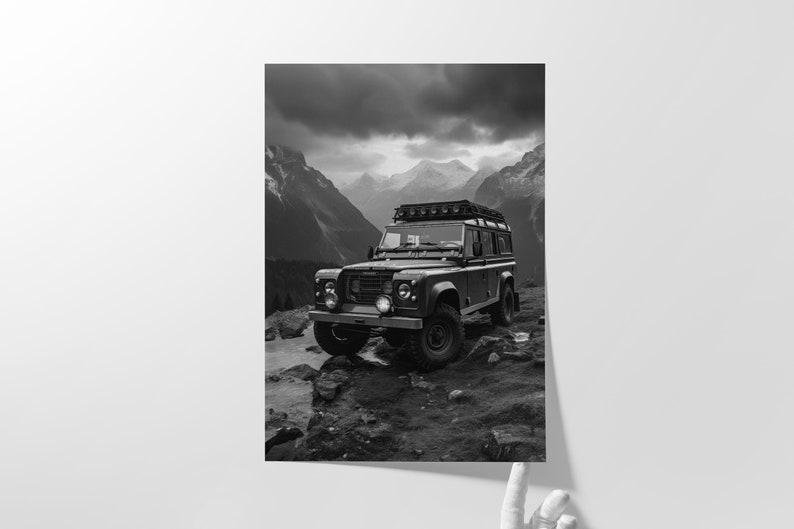1948 Land Rover Defender Poster, Iconic Off-road B&W Art, Adventurous ...