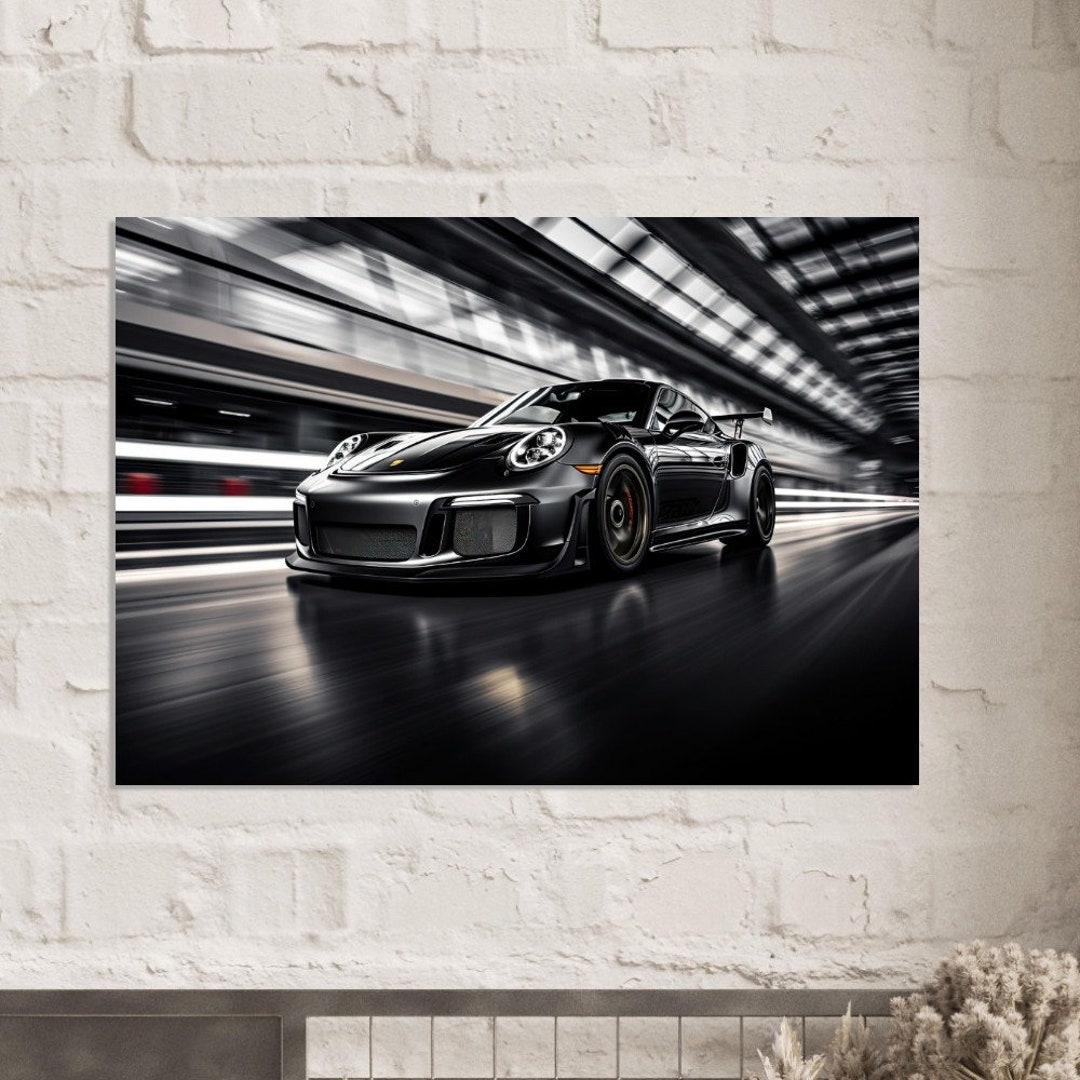 Black Porsche 911 GT3 RS Tunnel Drive Framed or Poster Stunning Car ...