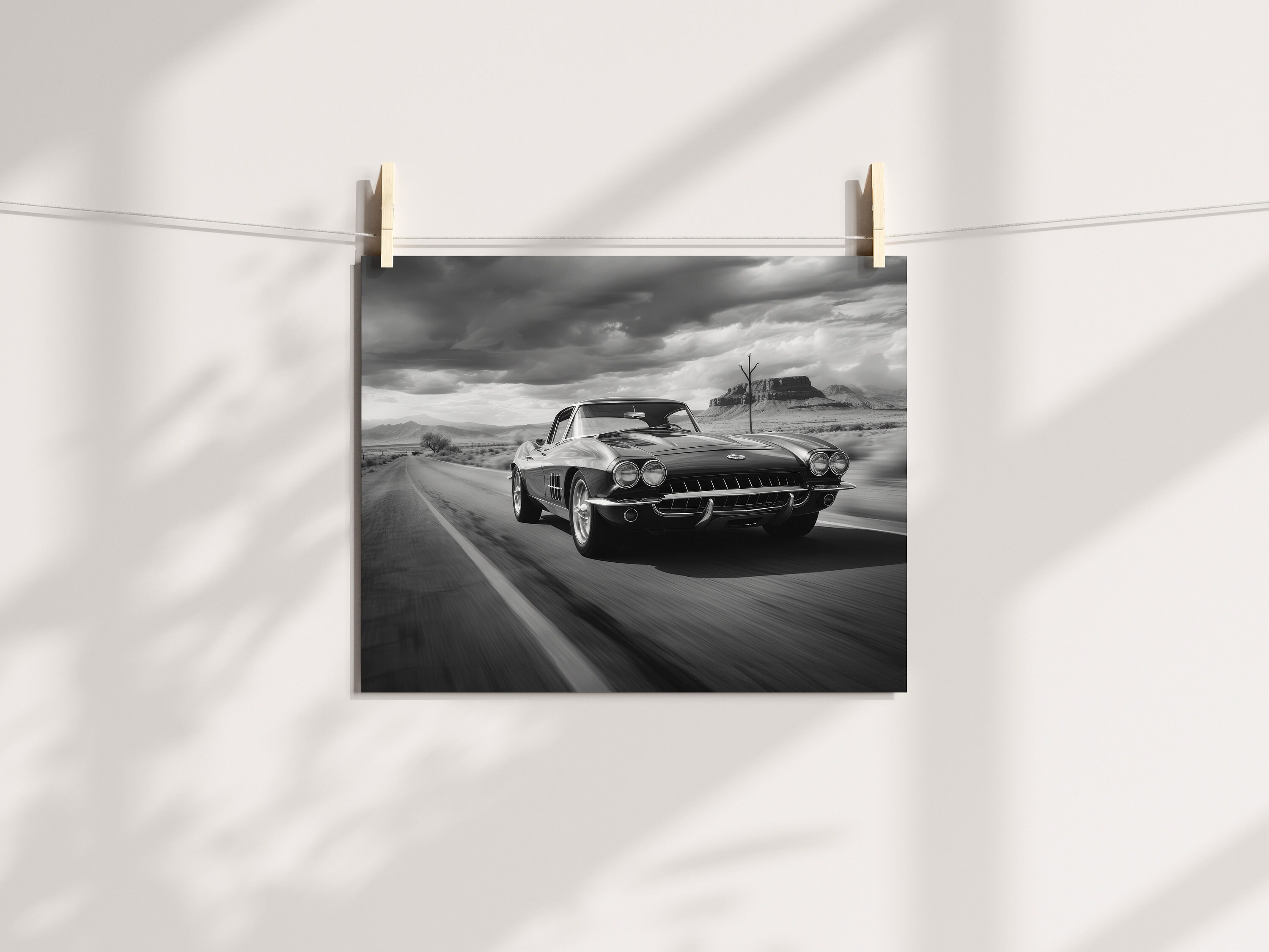 1963 Chevrolet Corvette C2 B&W Car Poster, Gifted Poster Prints Perfect ...