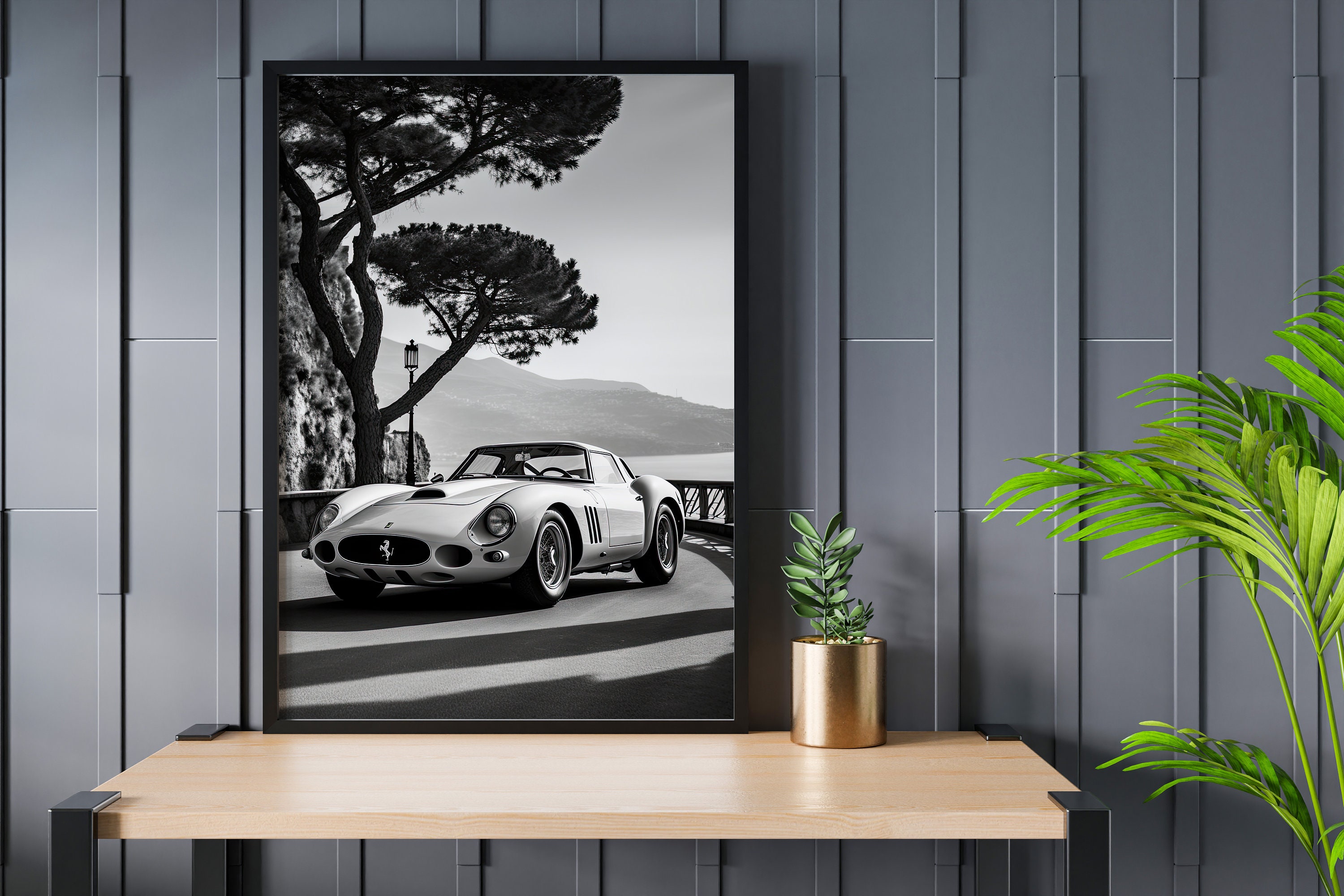 1962 Ferrari GTO 250 Black & White Car Poster Print Classic Car Poster ...