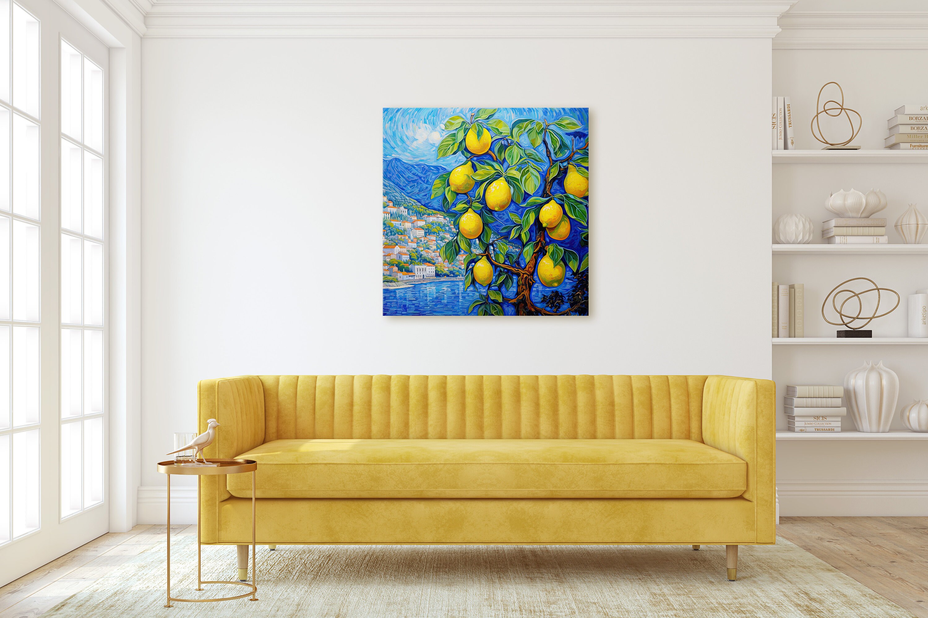 Van Gogh Amalfi Coast Canvas Print: Italian Lemon Watercolor Painting ...
